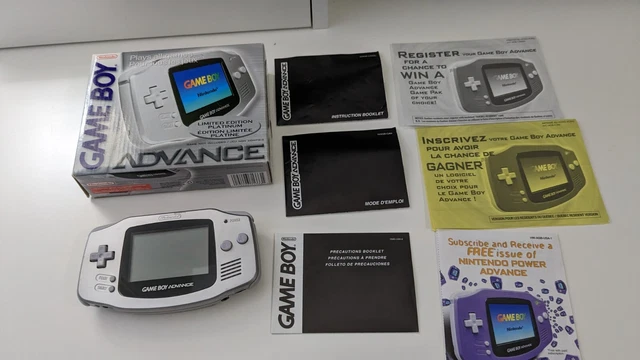 GAME BOY ADVANCE Platinum RARE LIMITED EDITION AGB-001 COMPLETE (CIB) w ...