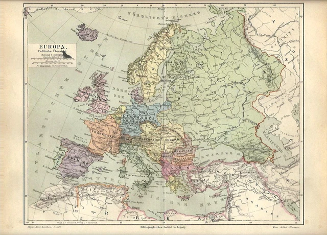 CARTA GEOGRAFICA ANTICA EUROPA EUROPE 1890 Old antique map EUR 15,00 ...