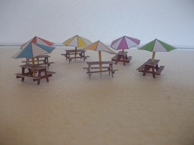 FUN FAIR CARD Model 00 Scale Picnic Benches Fairground ,Card Kit,Model ...