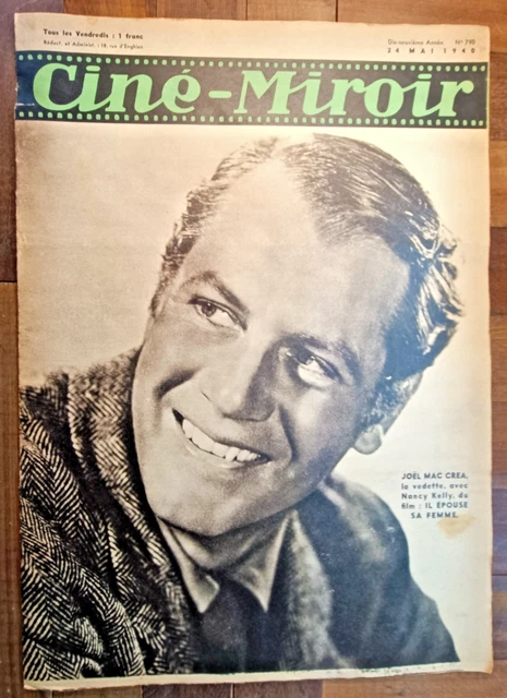 1940 FRANCE, REVUE D'Avant-Guerre Cine-Miroir En Joel Mac Crea-Rif. 5 ...