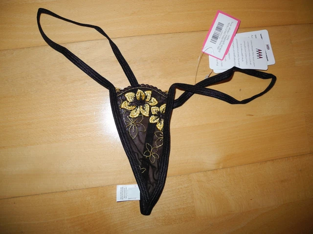 WICKED WEASEL SEXY Edel 656 Thong Wäsche String XL NEU Gold/Black Knapp ...