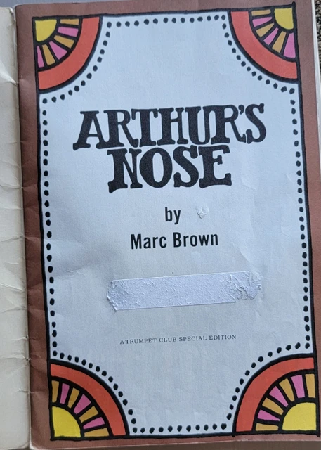 VINTAGE 1976 ARTHUR The Aardvark Arthurs Nose Animated Childrens Book ...