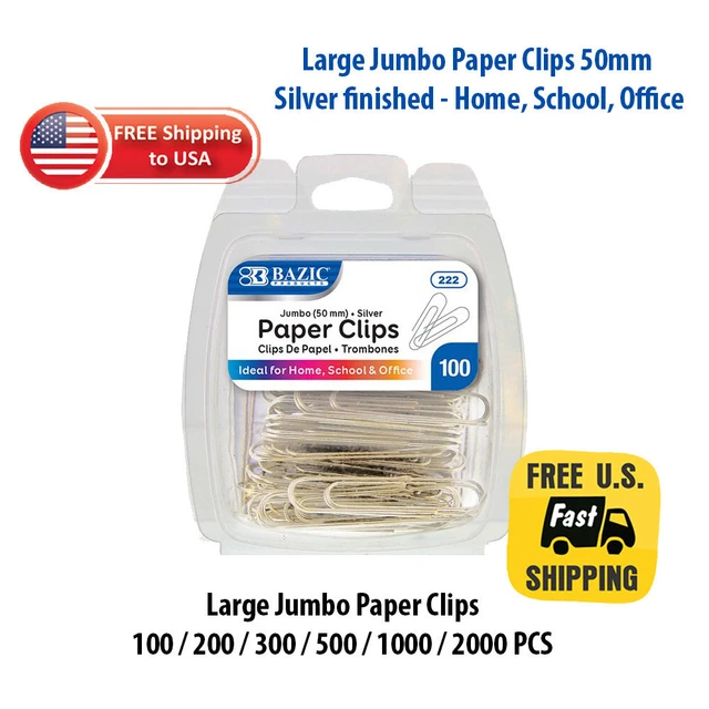 LARGE JUMBO PAPER Clips 50mm, 2 Inch Silver Smooth Finished - Home ...