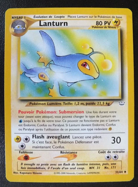 CARTE POKÉMON LANTURN 32/64 - Neo Revelation - Unco - Fr - Comme neuve EUR 4,90 - PicClick FR
