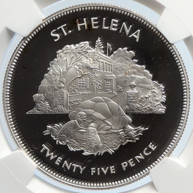1977 SAINT HELENA UK Queen ELIZABETH II Silver Jubilee 25 Pence Coin ...