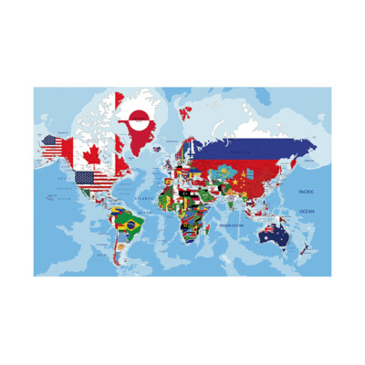 WORLD MAP COUNTRIES FLAGS POSTER WALL DECOR 36*24in £12.48 - PicClick UK