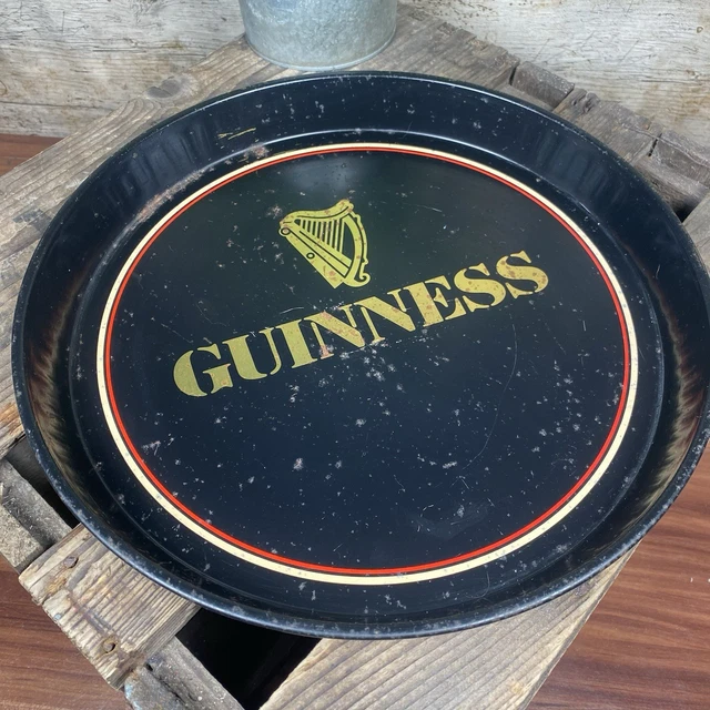 GUINNESS VINTAGE TIN Beer Tray Pub Bar Man Cave Display Sign Rare Retro ...