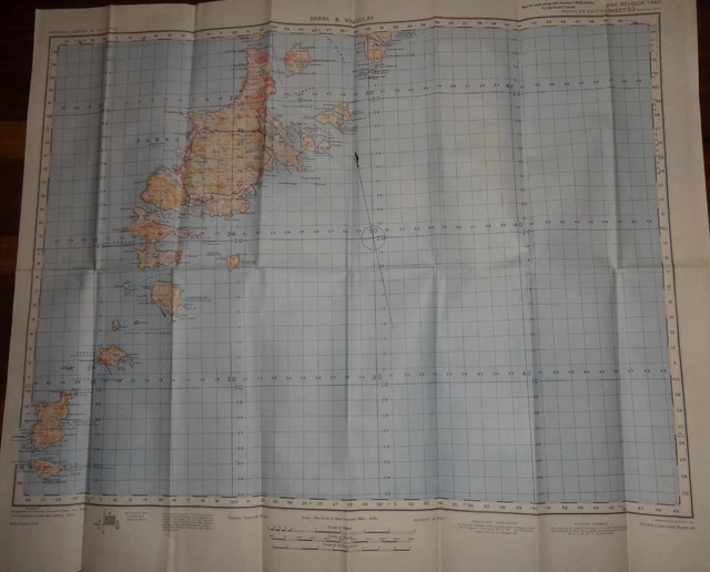 MAP 1943 WW2 Military War Office - BARRA & MINGULAY Scotland Outer ...