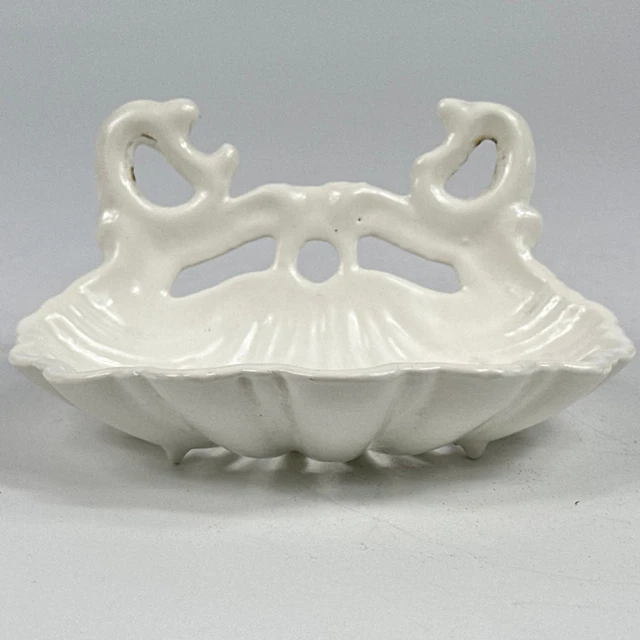 ANTIQUE FRENCH BATHROOM Wall Hanging White Enamel Scallop Shell Soap ...