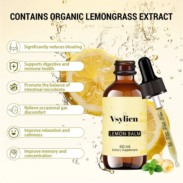 ORGANIC LEMON BALM Extract Drops 60ml - Digestive Relief & Anti-Bloat ...