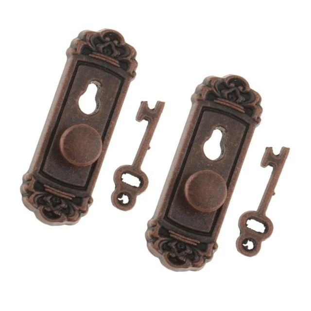 2PCS 1/12 MINIATURE Door Locks with Keys Set Dollhouses Decorations ...