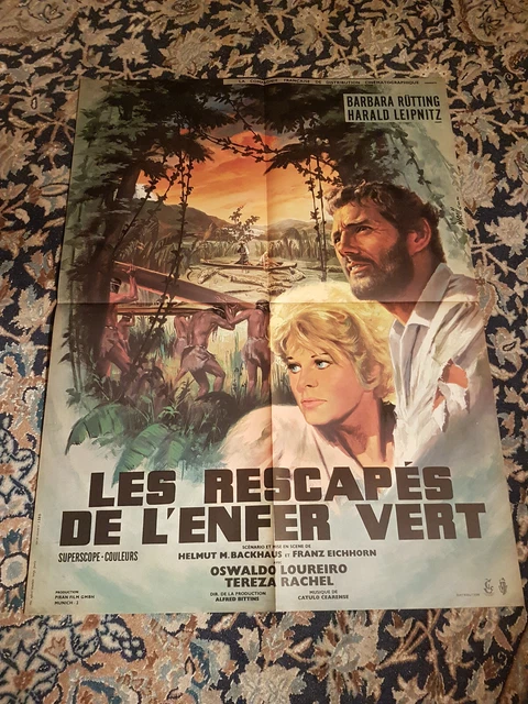 LES RESCAPÉS DE L'ENFER VERT Affiche cinéma 60x80 EICHHORN, BACKHAUS ...