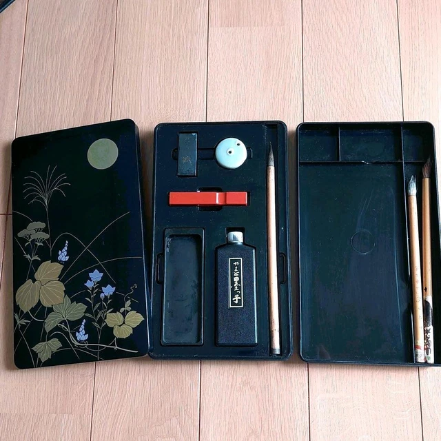 INK STONE BOX Brush Case Vintage Suzuri Sumi Grinder Calligraphy Shodo Shuji £60.17 - PicClick UK