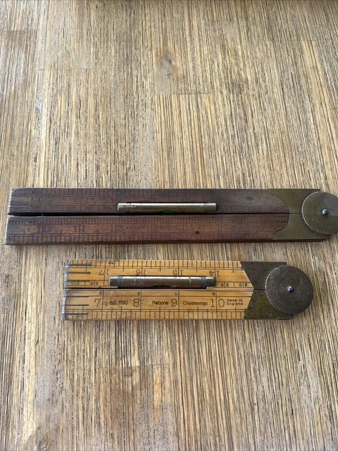 RABONE BOXWOOD AND Brass Vintage Folding Rulers No 1190 & No 1100 With ...