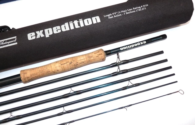 SHAKESPEARE EXPEDITION 9' 7 section carbon fast action fly rod #9/10 ...