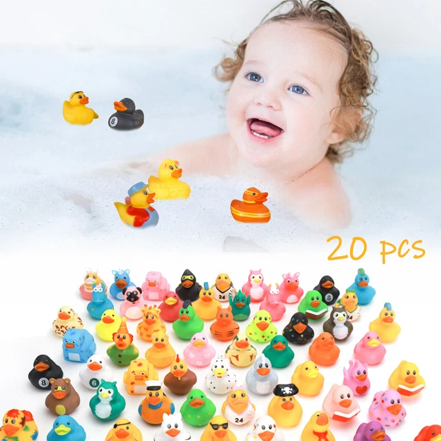 20PCS ASSORTED DUCKS Squeak for Kids Rubber Duck Bath Tub Pool Toy Cute ...