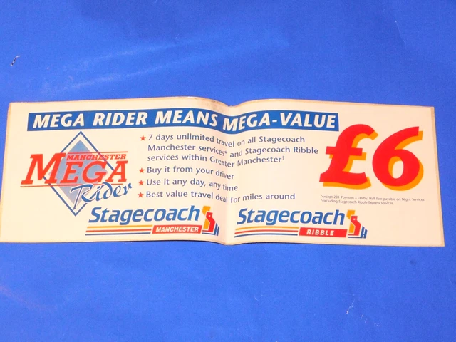 STAGECOACH MANCHESTER & RIBBLE BUS INTERIOR STICKER 190mm x 600mm ...