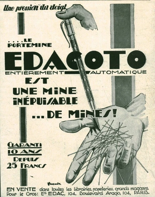 PUBLICITÉ ANCIENNE PORTE mine Edacoto issue de magazine 1929 EUR 6,50 ...