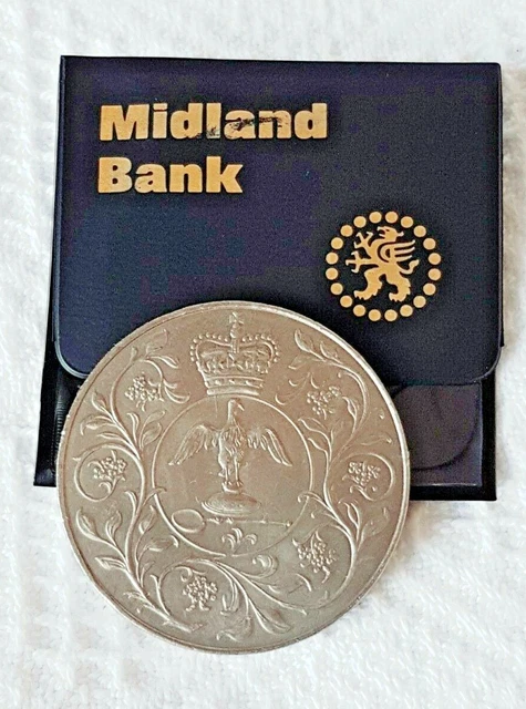 QUEEN ELIZABETH II ~ Silver Jubilee 1977 Crown Coin ~ Midland Bank ...