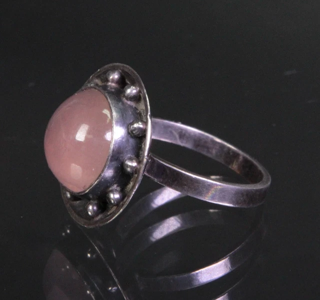 NORDIC DESIGN 70ER Jahre Silberring mit Rosenquarz, Silber 925, RG 52 (S 804) EUR 39,00 ...