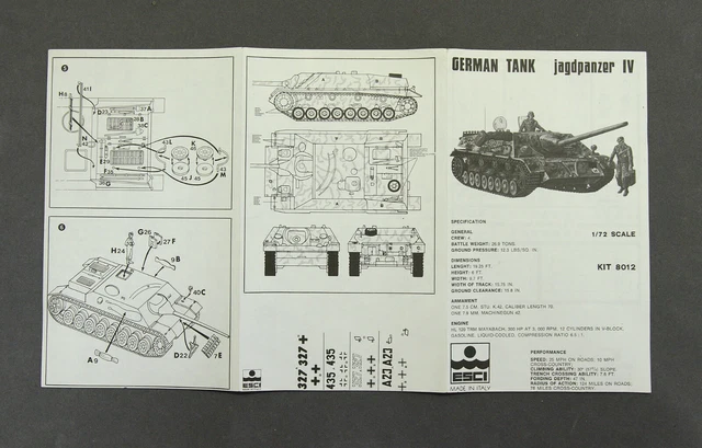 ESCI 1/72 SCALE German Tank jagdpanzer IV Kit 8012 - INSTRUCTIONS ONLY ...