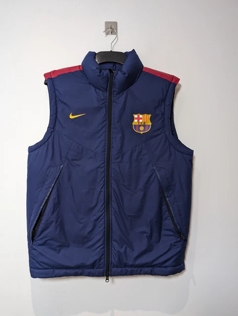 NIKE FC BARCELONA Puffer Padded Gilet Body Warmer Sleeveless Jacket ...