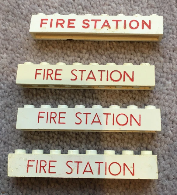LEGO DENMARK FIRE Station Sign System Red Letter Bricks Vintage X 4 £8. ...