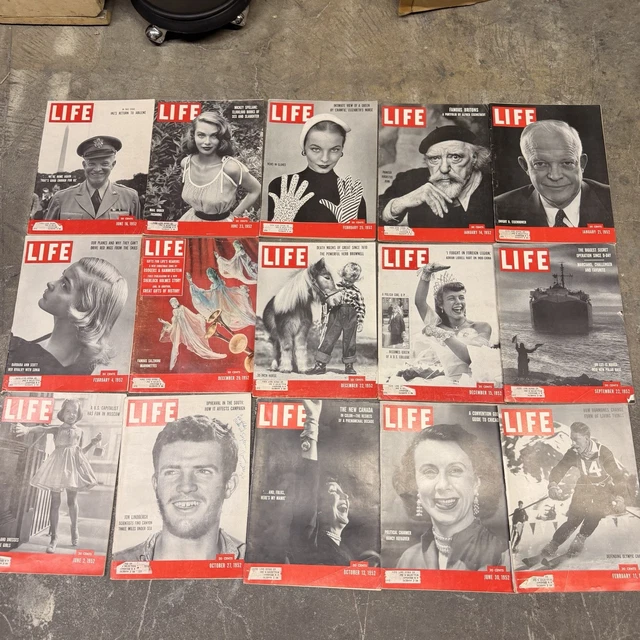 LIFE MAGAZINE 1952 Lot of 15 Issues History Sports Celebs Politics Very ...