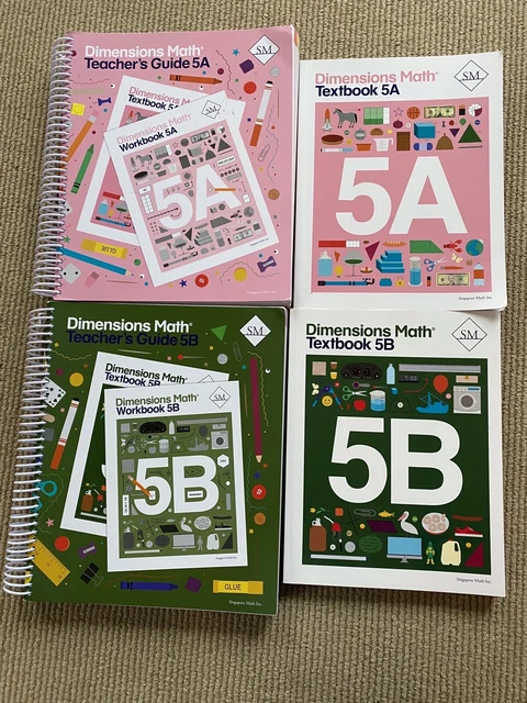 NEW $92 SINGAPORE Math Dimensions Math 5A 5B Teacher Guide &Student ...