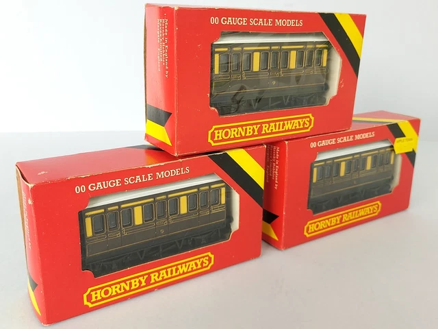 OO GAUGE HORNBY R.213 Rake of x 3 G.W.R. 4-Wheel Coaches - Superb ...