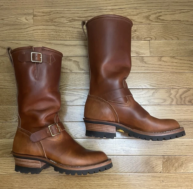 NICKS BOOTS STATIONMASTER Engineer Men 9 EE Latigo Tan Leather ...