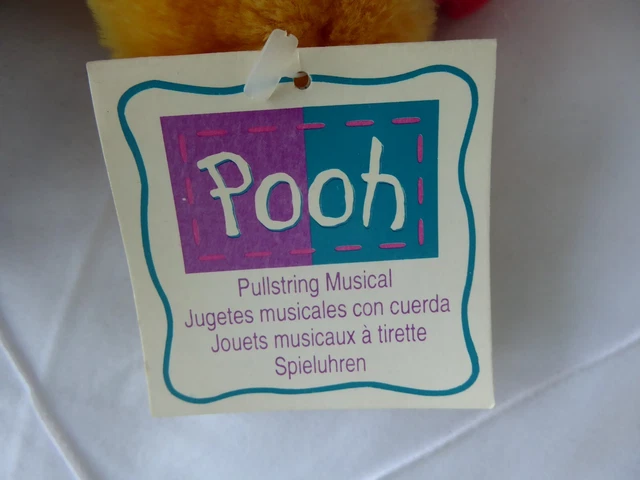 WINNIE THE POOH Musical Pullstring plush toy 10" 1990's £15.00 ...