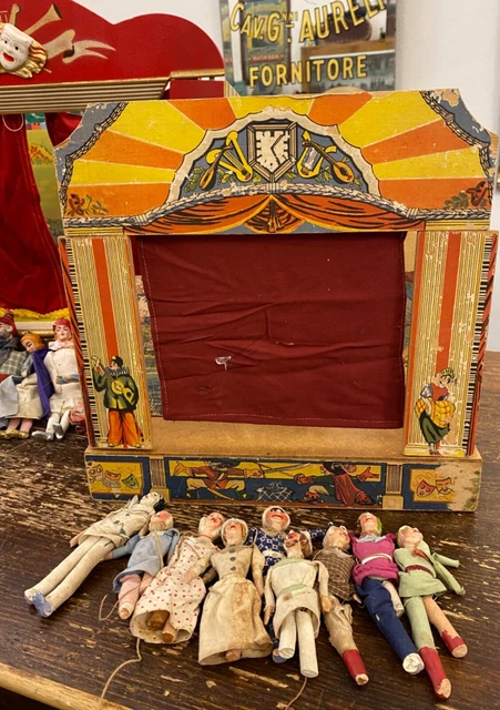 TEATRINO ANNI’30 COMPLETO di marionette-Italy’900 EUR 199,99 - PicClick IT