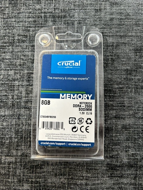 CRUCIAL 8GB DDR4 2666 SODIMM Laptop RAM Memory £20.00 - PicClick UK