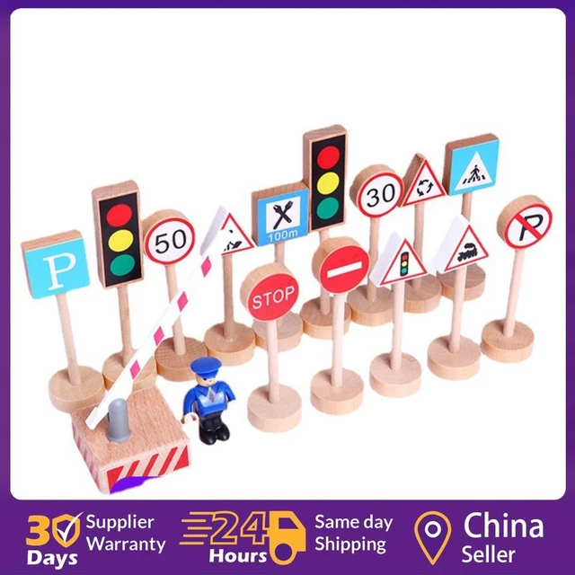 TRAFFIC SIGNS LIGHTS Playset Pretend Play Crosswalk Signal Toy Kid ...