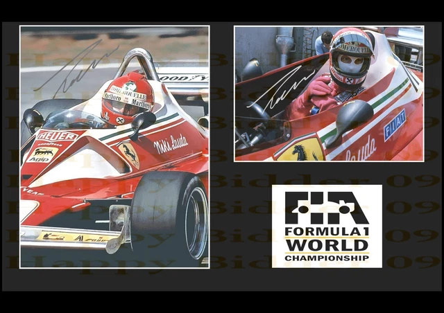 A3 SIZE CARD Mounted Signed Niki Lauda Ferrari In Car Photos Awesome ...