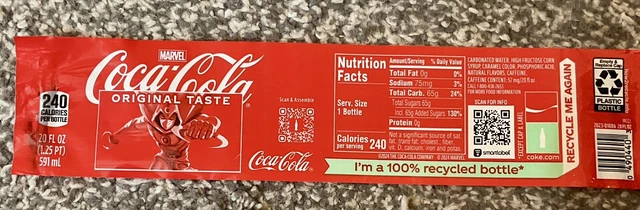 COCA-COLA MOON KNIGHT Marvel 20oz Bottle Label Limited Edition Coke ...