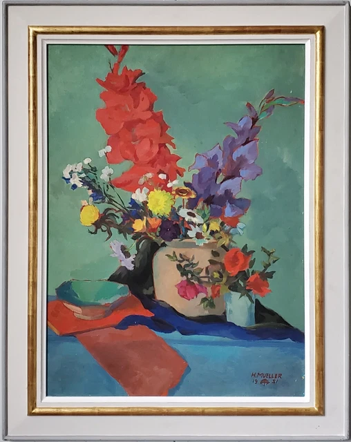 GEMÄLDE ÖL BLUMEN Stillleben Gladiolen Norddeutsch Hellmut Müller-Celle 1931 EUR 1.500,00 ...