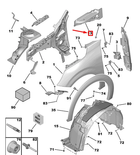 PEUGEOT 208 MK1 A9 Front Left Fender Strengthener 9823289980 New ...