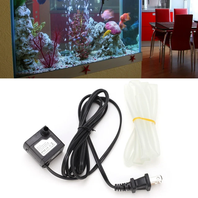 MINI SUBMERSIBLE PUMP 3W 80GPH Silent With 3.3ft Hose For Fish Tank AC ...
