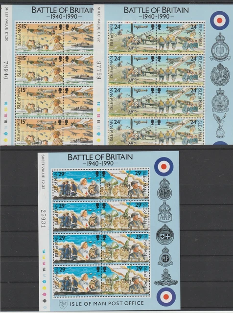 1990 MAN 50° Bataille D'Angleterre 24 Val. En Mini-Feuilles Neuf MNH ...