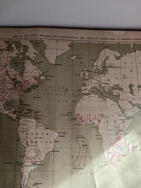 OLD MAP OF the World Showing Bishoprics of the Anglican Communion £5.00 ...