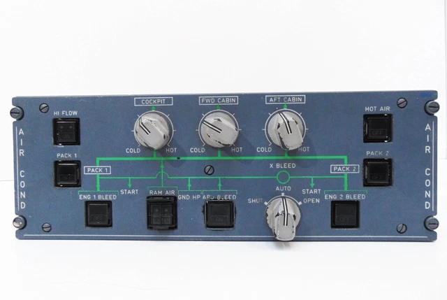 AEROSPATIALE AIRBUS A320 Cockpit Air Conditioning Control Panel, 30VU ...
