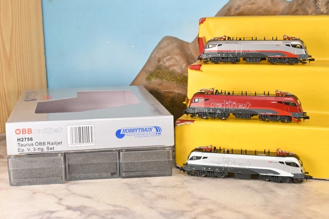 HOBBYTRAIN SPUR N E-Lok Set Taurus railjet ÖBB 3tlg. Nr. H2756 (2xDummy ...