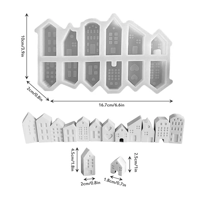 3D NORDIC STYLE Small House Silicone Mold 10-hole House Candle Molds FT ...