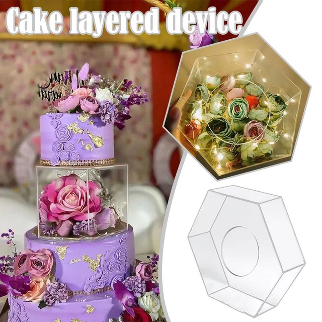 HEXAGON CLEAR ACRYLIC Fillable Cake Display Board Decor To`~ Baking ...
