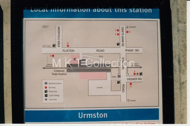 RAILWAY PHOTO URMSTON station local map poster 2/9/04 £1.50 - PicClick UK