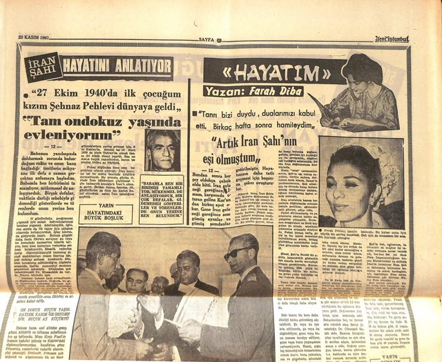 MOHAMMAD REZA SHAH Pahlavi Farah Diba TURKISH Newspaper News 20 ...