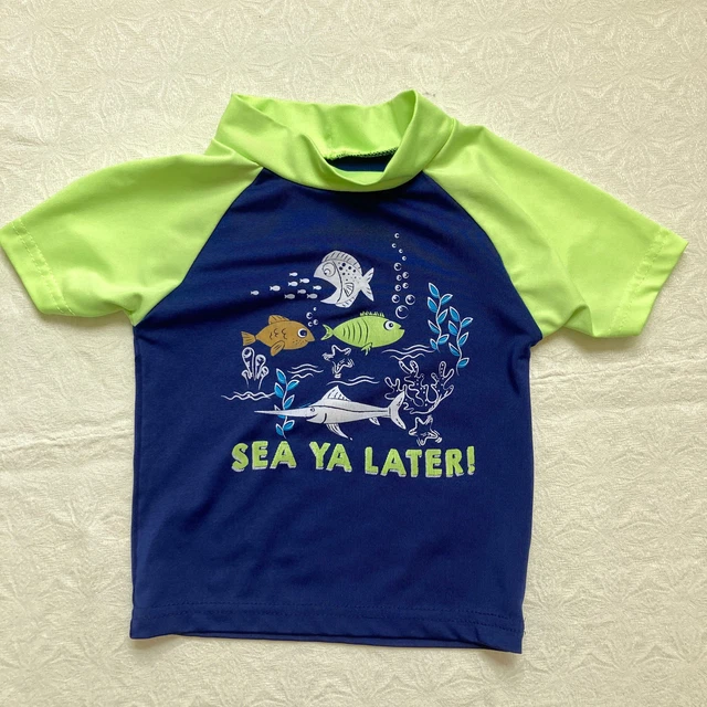 MICK AND MACK Ltd See Ya later Fish Rash Guard blue Swim Shirt boys 24 ...