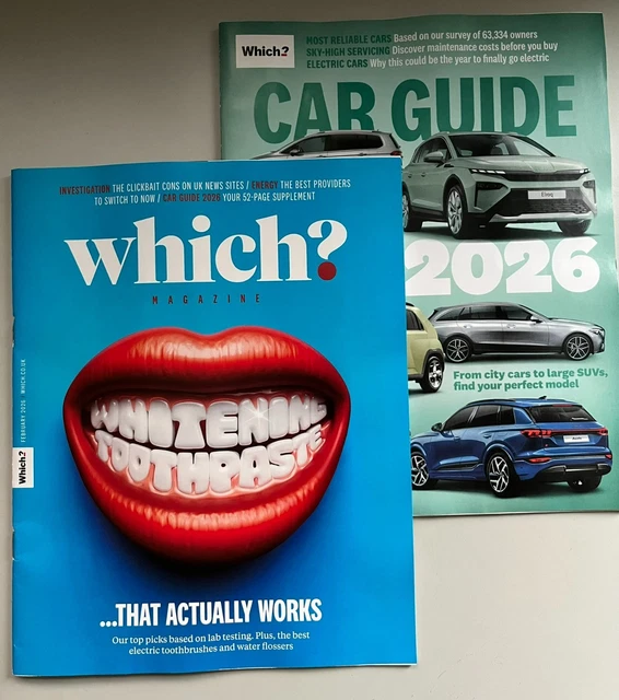 WHICH? MAGAZINE FEBRUARY 2026 + Car Guide Supplement – Unread £7.86 ...